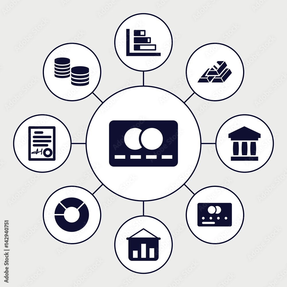 Set of 9 finance filled icons Stock-Vektorgrafik | Adobe Stock