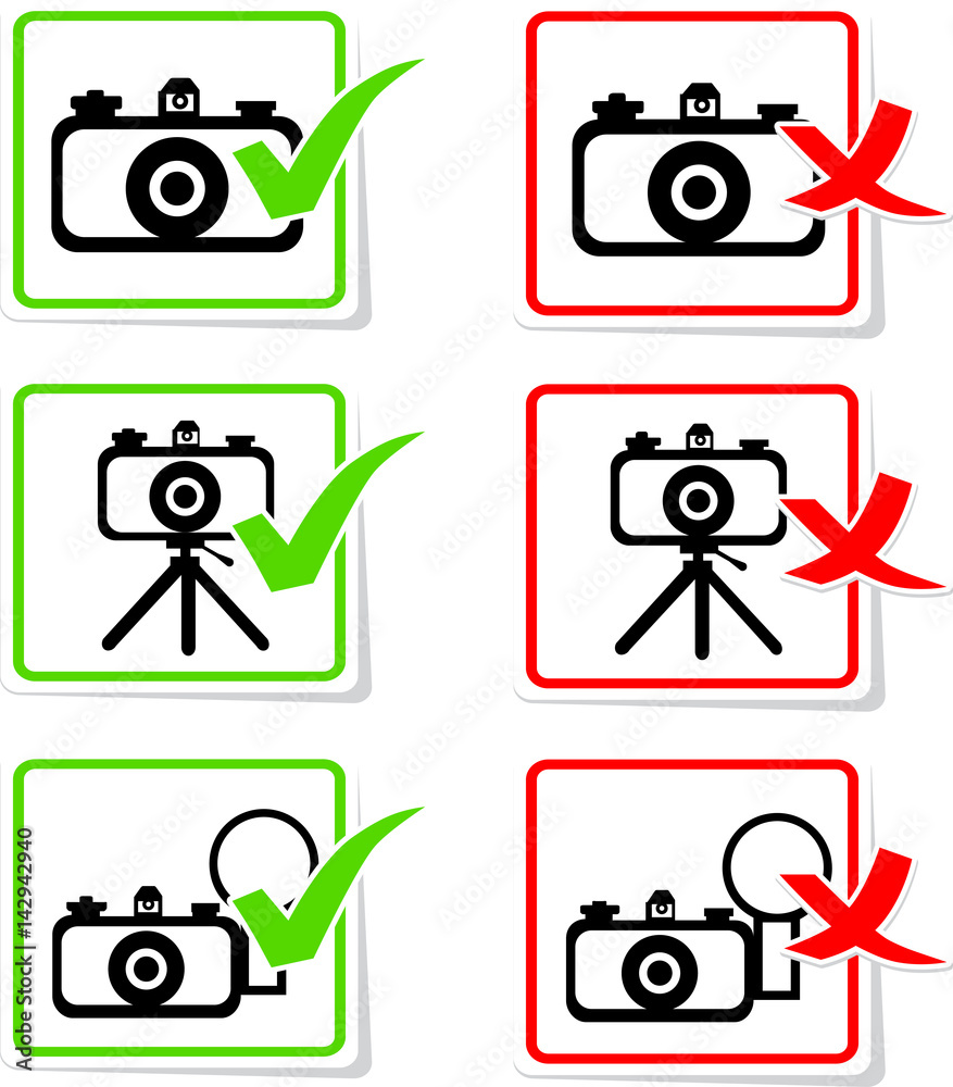 Round alowing and prohibiting camera signs Stock Vector | Adobe Stock
