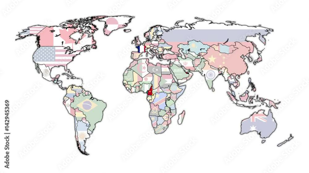 Animation of political map of world with country territories ...