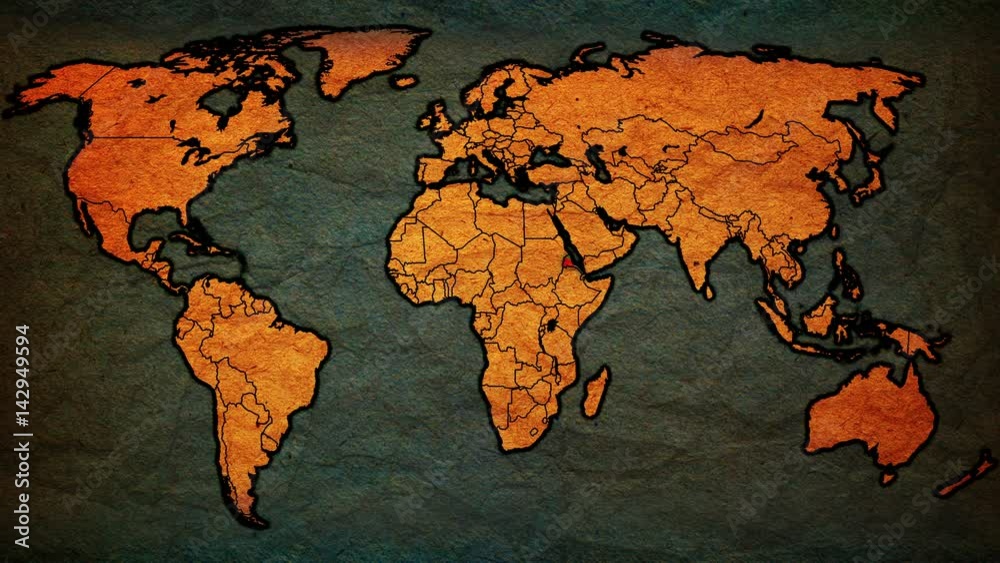 Animation of old vintage political map of world with country ...