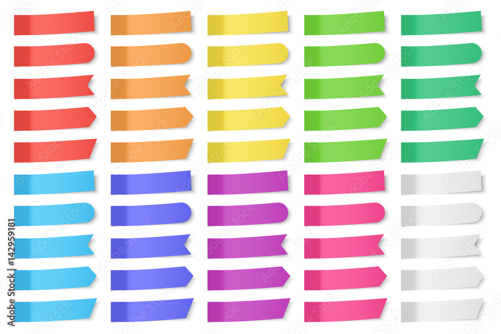 Set of vector paper stickers on white background. Colored realistic ...