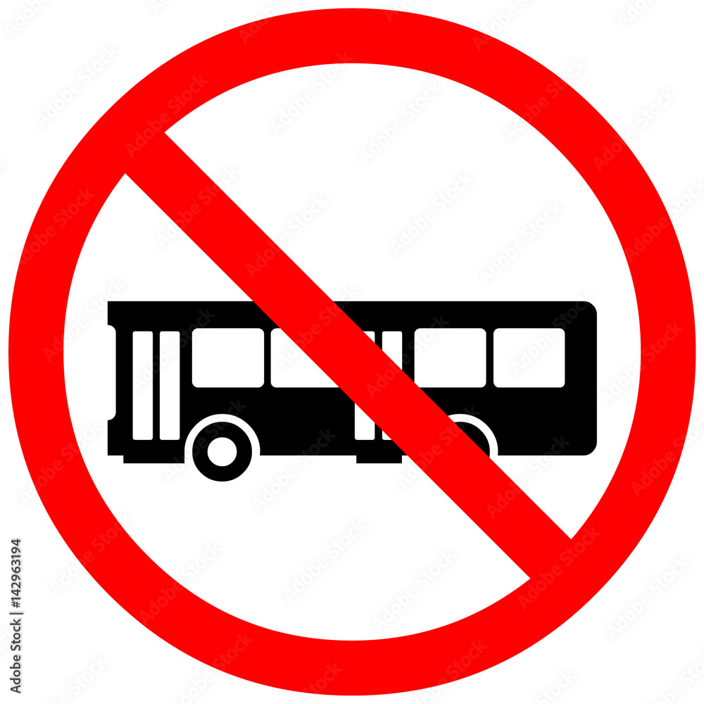 No Bus stop, reserved way, not allowed to enter, bus passage, sign ...