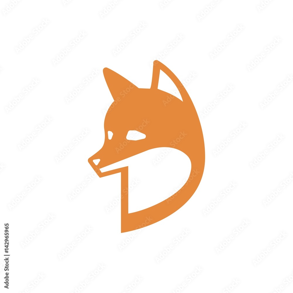 Fox. Simple vector illustration in flat style. Fox red head isolated on ...