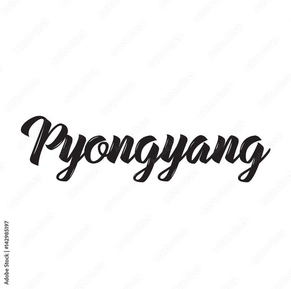 pyongyang, text design. Vector calligraphy. Typography poster. Stock ...
