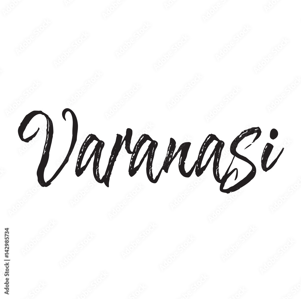 varanasi, text design. Vector calligraphy. Typography poster. Stock ...