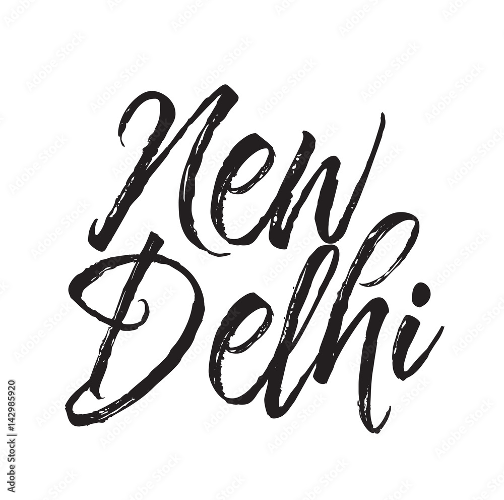 new delhi, text design. Vector calligraphy. Typography poster. Stock ...