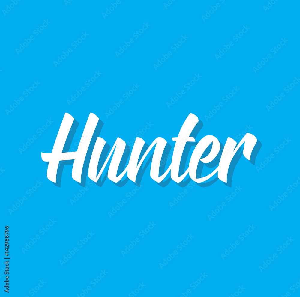 hunter, text design. Vector calligraphy. Typography poster. Stock ...