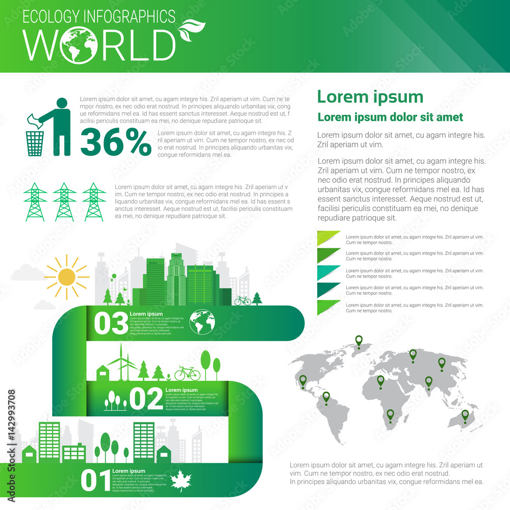 World Environmental Protection Green Energy Ecology Infographics Banner ...