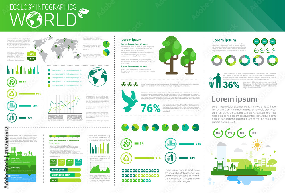 World Environmental Protection Green Energy Ecology Infographics Banner ...