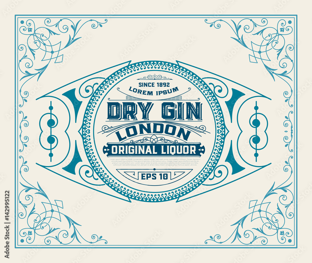Gin label with floral frame Stock Vector | Adobe Stock
