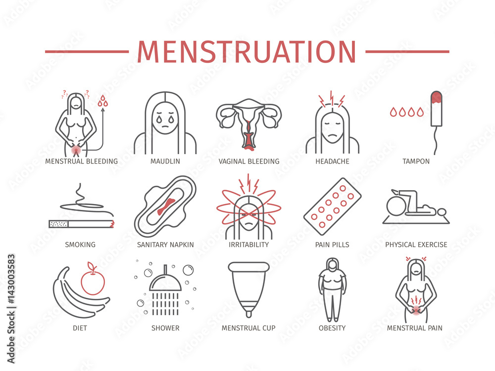 Menstruation. Vector signs for web graphics. Stock Vector | Adobe Stock