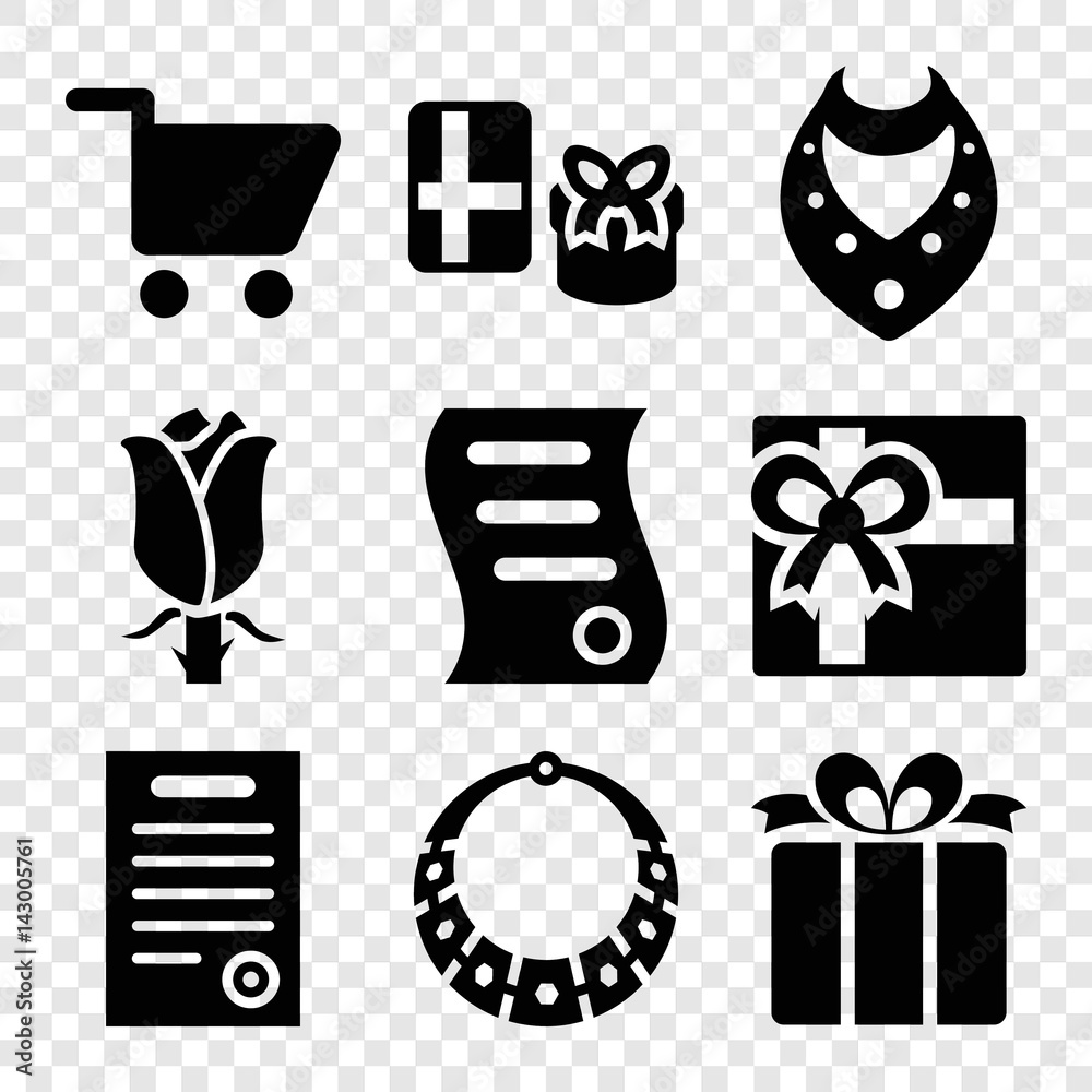 Set of 9 present filled icons Stock Vector | Adobe Stock