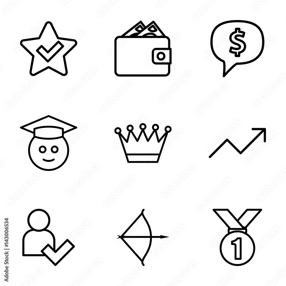 Set of 9 success outline icons Stock Vector | Adobe Stock