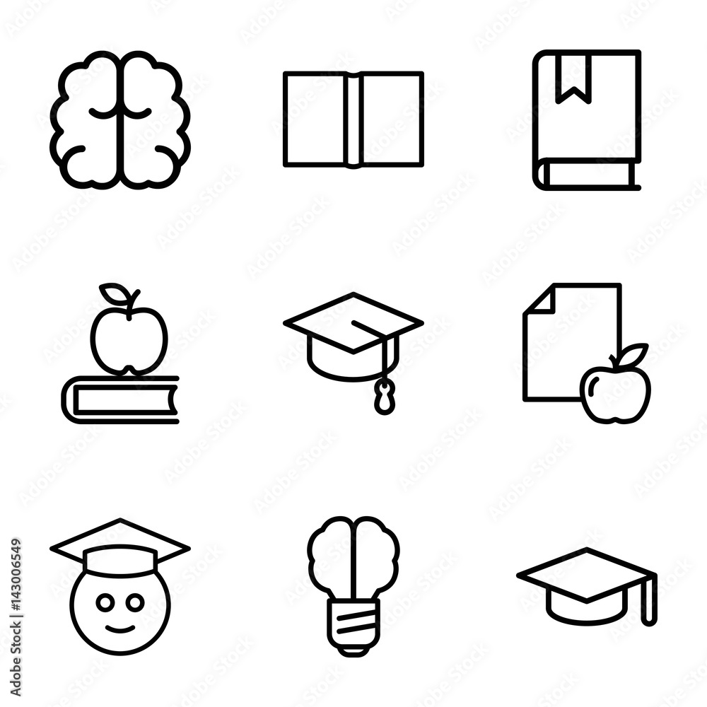 Set of 9 knowledge outline icons Stock Vector | Adobe Stock