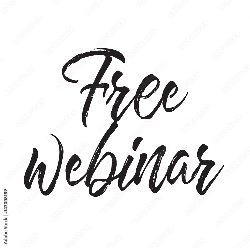 free webinar, text design. Vector calligraphy. Typography poster. Stock ...