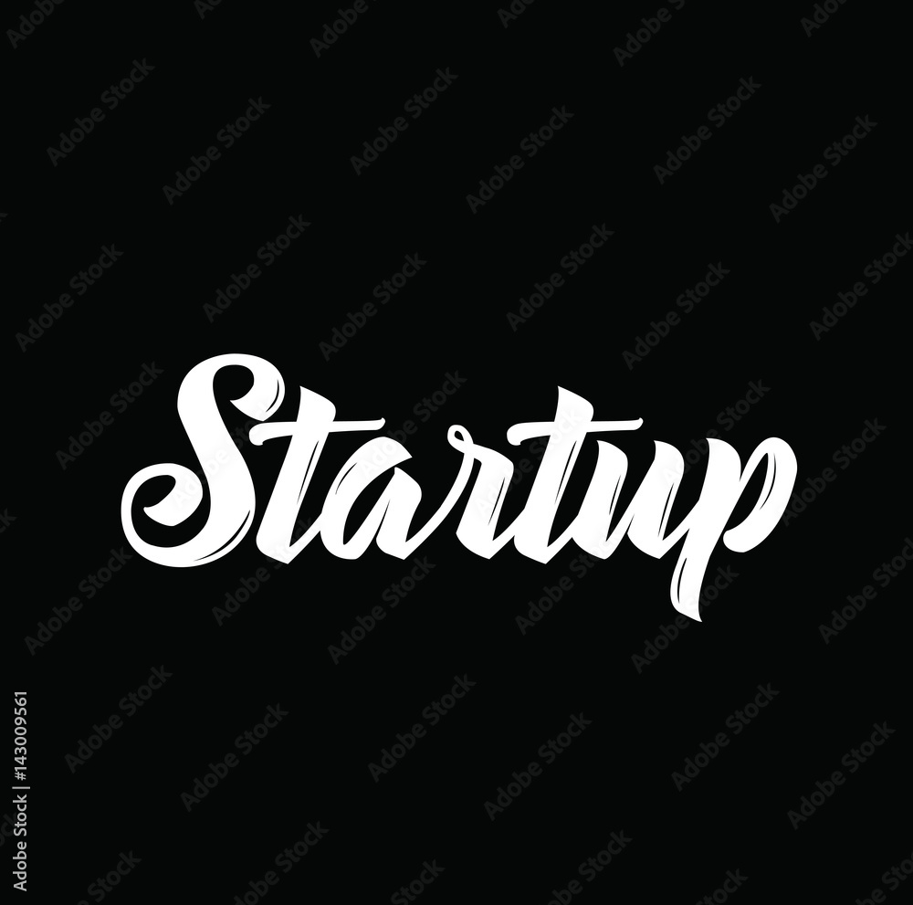 startup, text design. Vector calligraphy. Typography poster. Stock ...