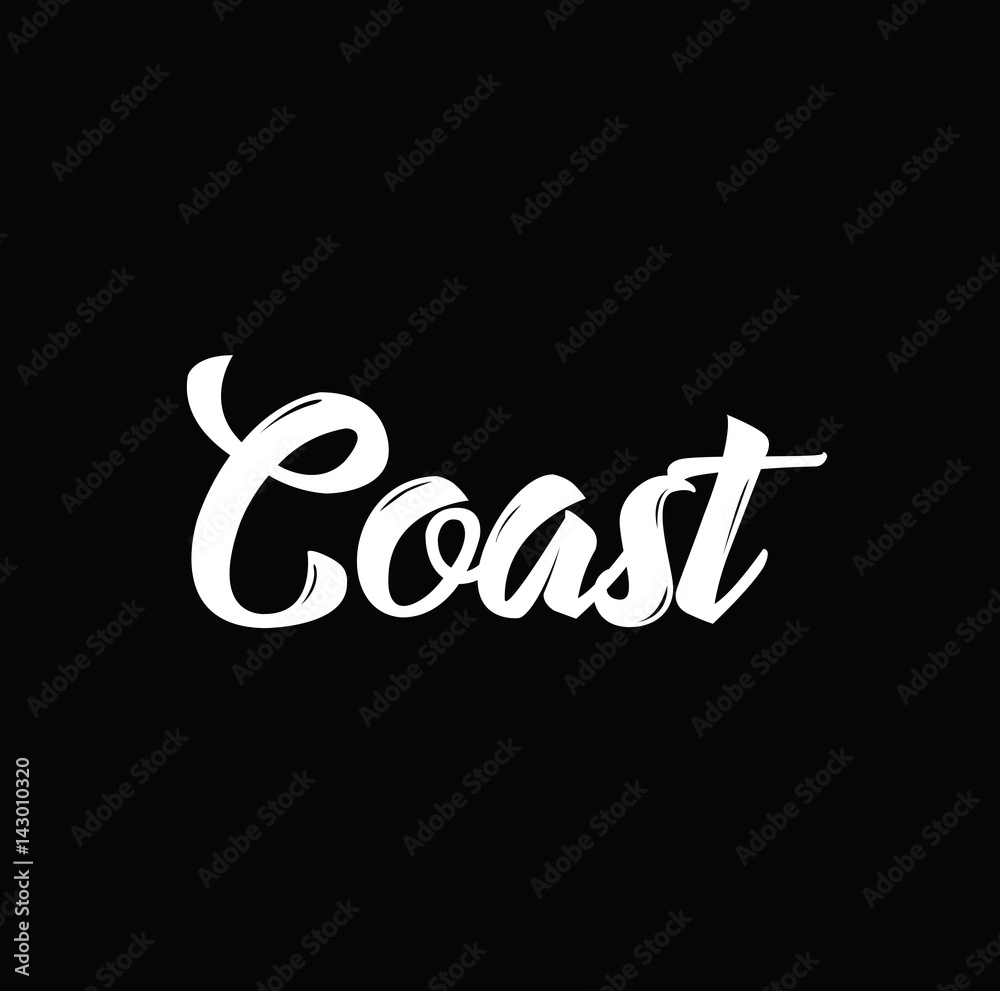 coast, text design. Vector calligraphy. Typography poster. Stock Vector ...