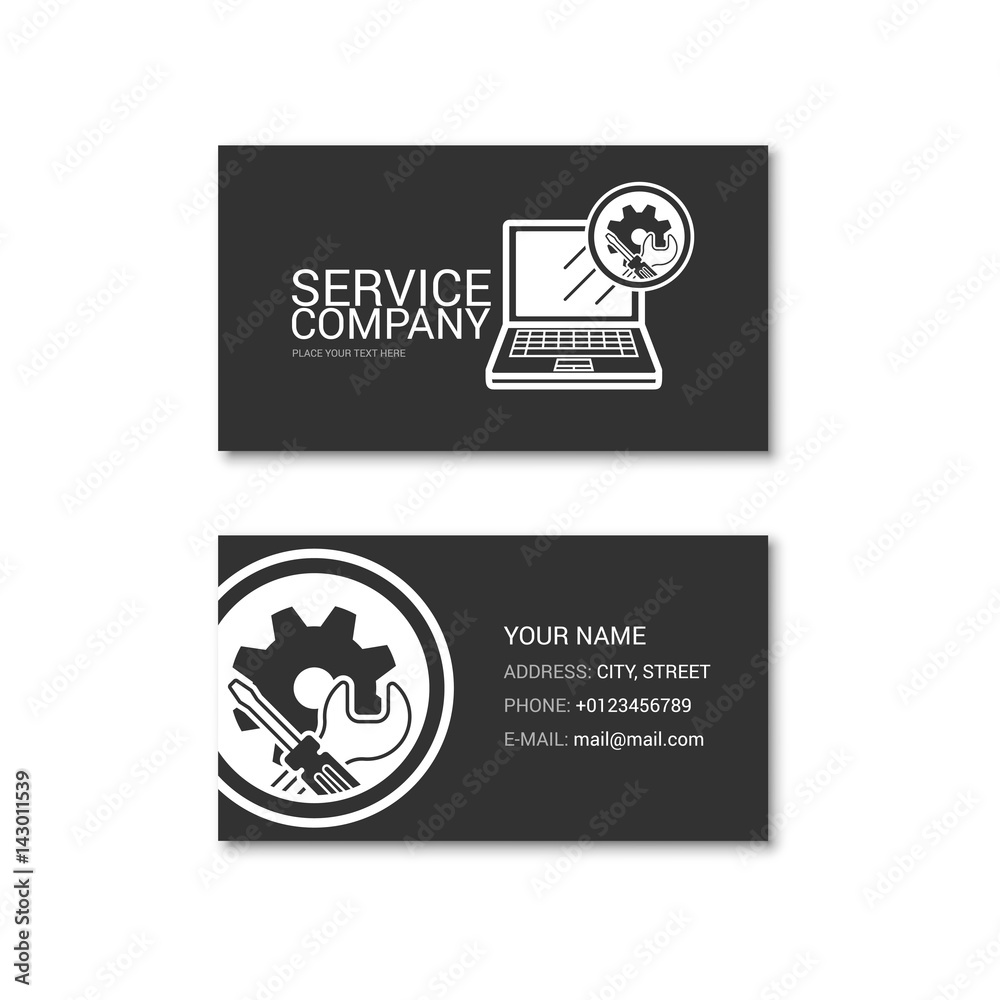 Simple business card of computer repair shop Stock Vector | Adobe Stock