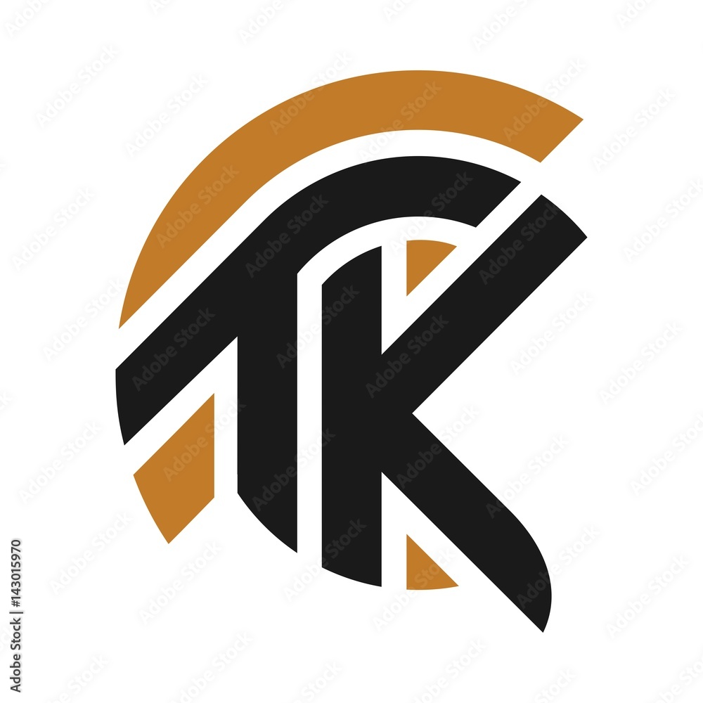letter logo vector. t and k logo. helmet of knight logo. Stock Vector ...