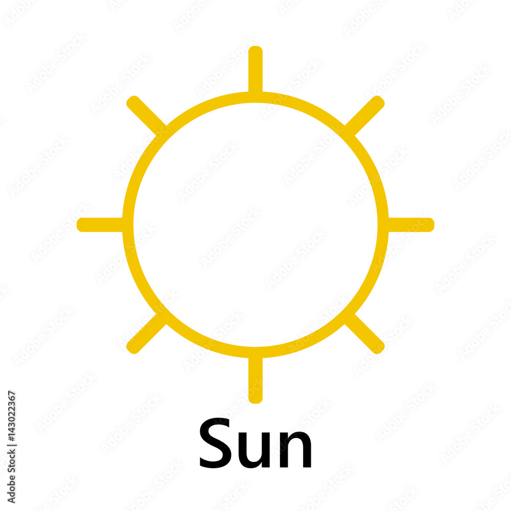 Sun symbol straight join yellow text Stock Vector | Adobe Stock