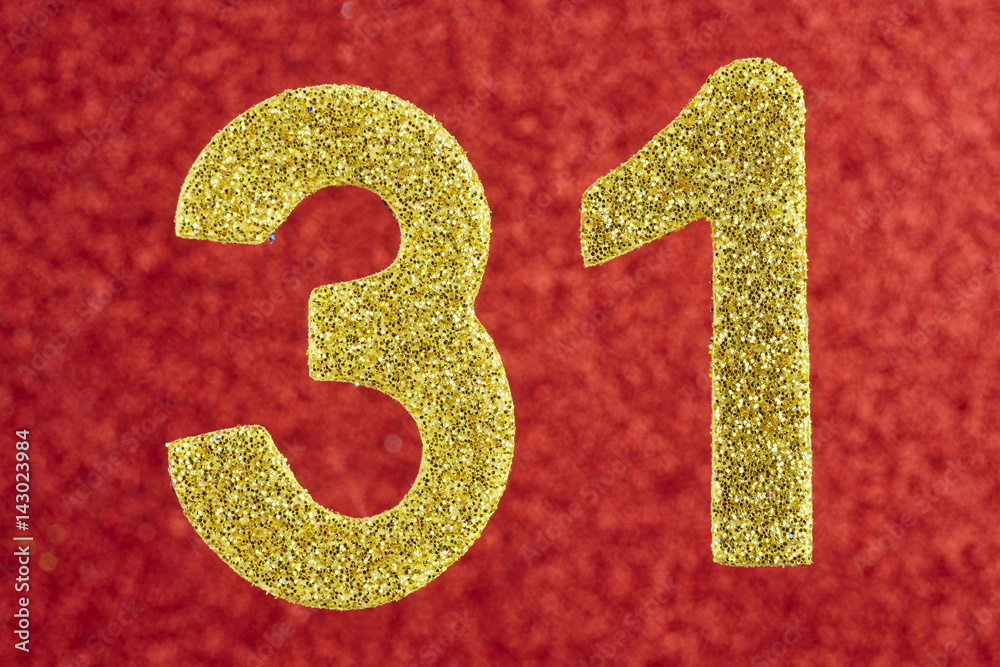 Number thirty-one yellow color over a red background. Anniversary ...