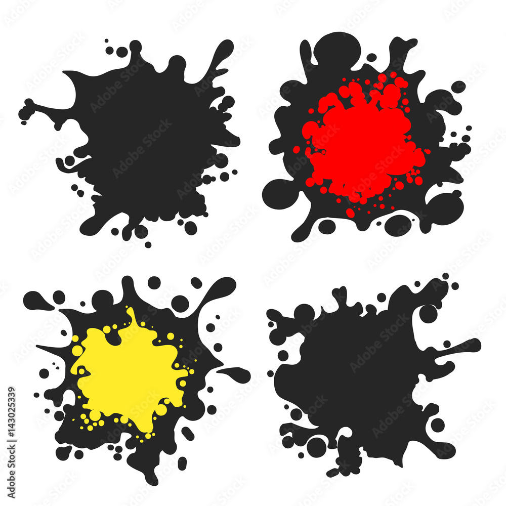 Spot labels vector set. Vector plashes shape silhouettes isolated on ...