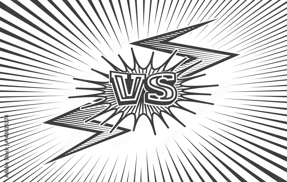 Comic book sketch versus confrontation background. VS duel fight doodle ...