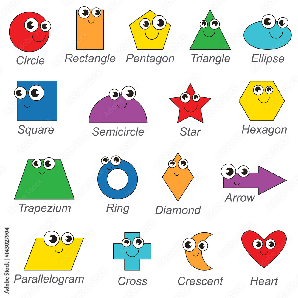 Funny geometric shapes and forms set, the collection of coloring book ...