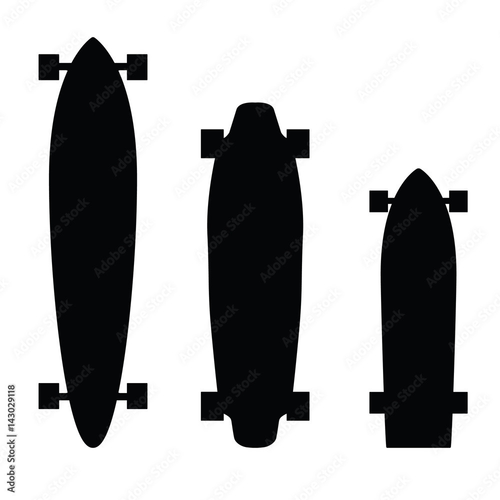 skateboard and longboard vector silhouette Stock Vector | Adobe Stock