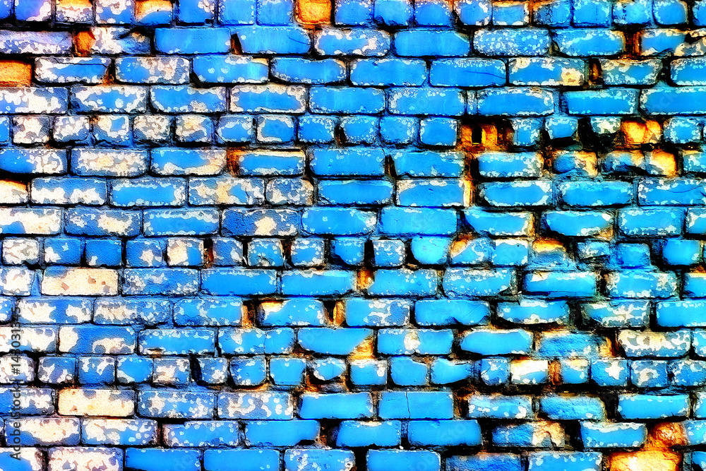 Blue brick wall background Stock Photo | Adobe Stock