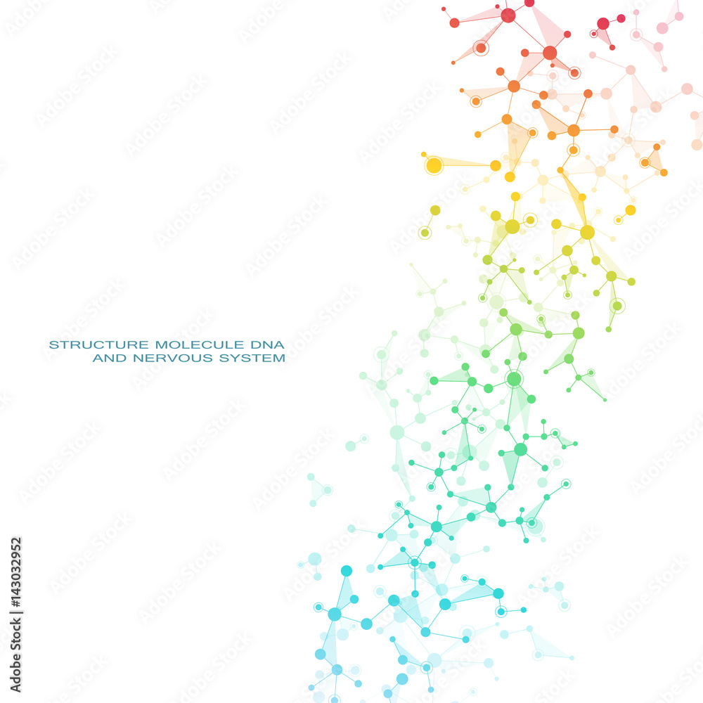 Molecule DNA and neurons vector. Molecular structure. Connected lines ...