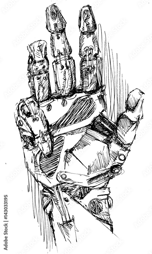 Robotic arm sketch drawing. Stock Illustration | Adobe Stock
