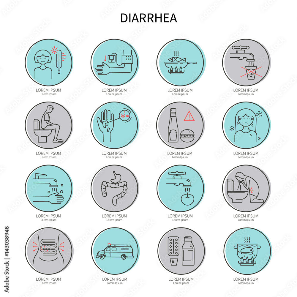 Diarrhea icon set Stock Vector | Adobe Stock