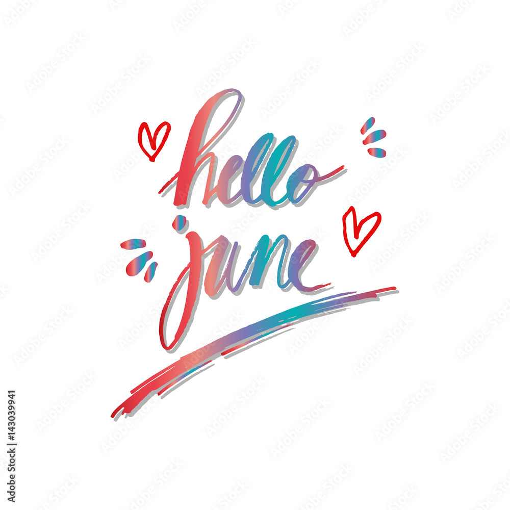 Hello june lettering print poster. Stock Illustration | Adobe Stock