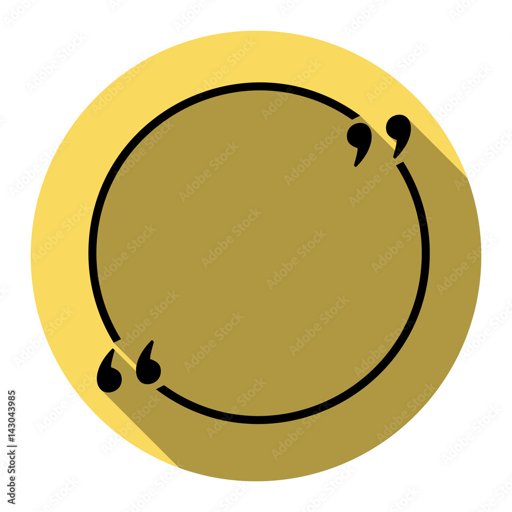 Text quote sign. Vector. Flat black icon with flat shadow on royal ...