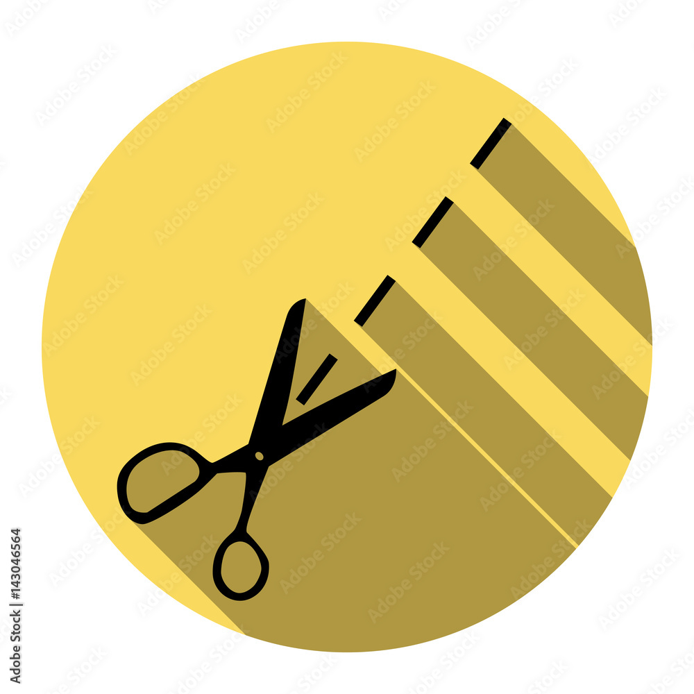 Scissors sign illustration. Vector. Flat black icon with flat shadow on ...