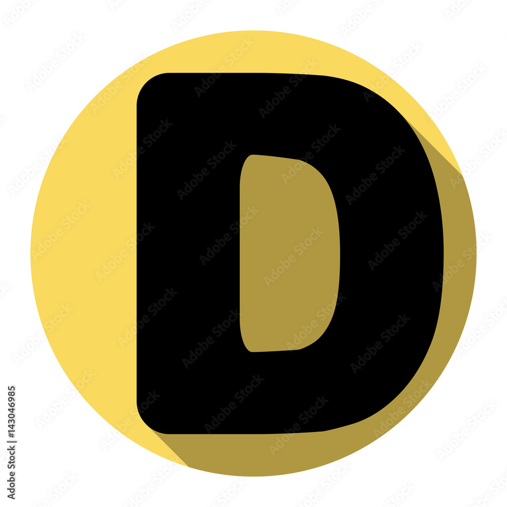 Letter D sign design template element. Vector. Flat black icon with ...