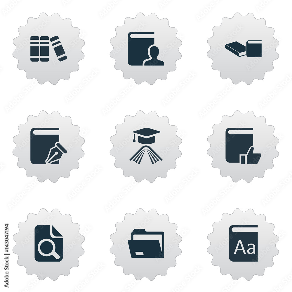 Vector Illustration Set Of Simple Education Icons. Elements Author ...