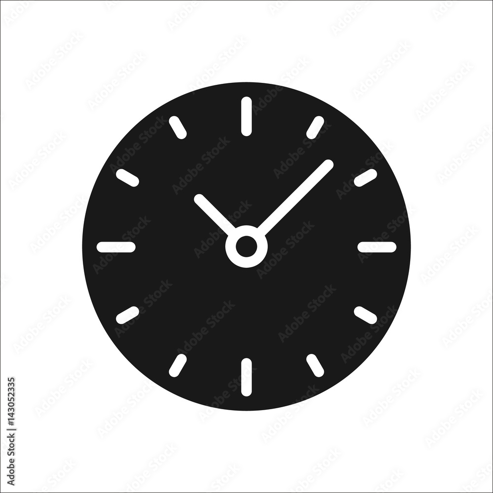 Clock simple , silhouette icon on background Stock Vector | Adobe Stock