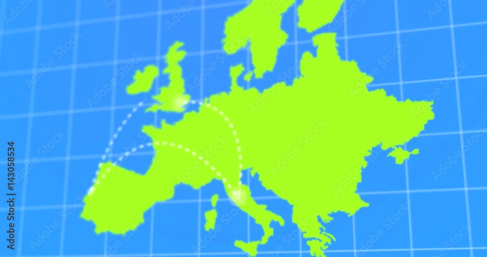 Animated Travel and Business Trip Infographic on Green Europe Earth Map ...