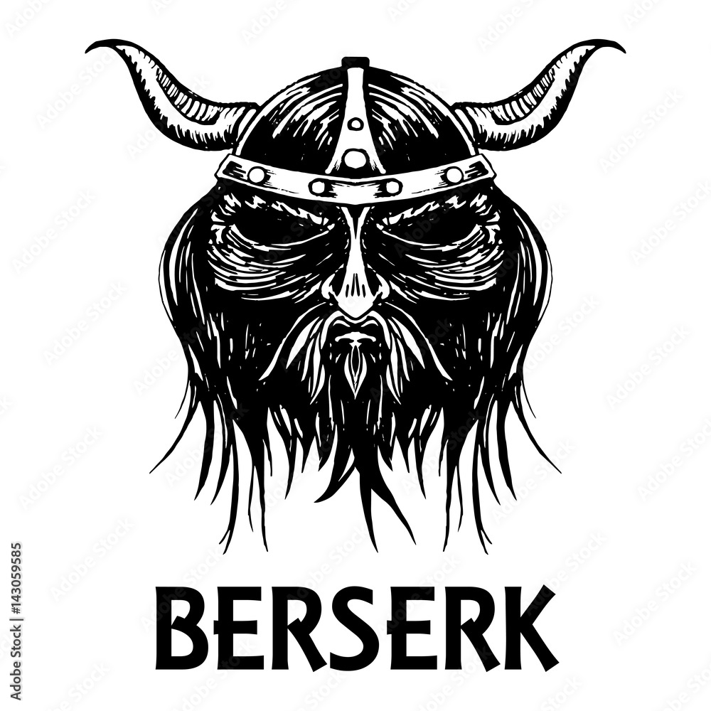 Berserk or berserker warrior head vector icon Stock Vector | Adobe Stock