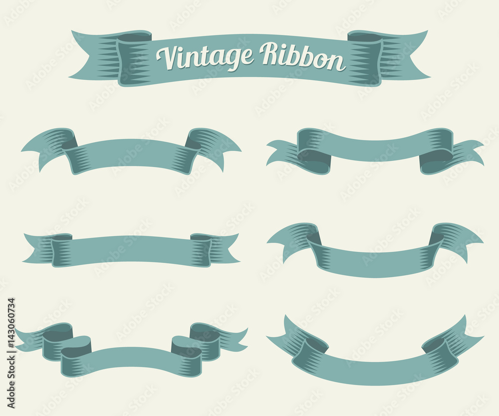 vintage ribbon set. Vector illustration. Stock Vector | Adobe Stock
