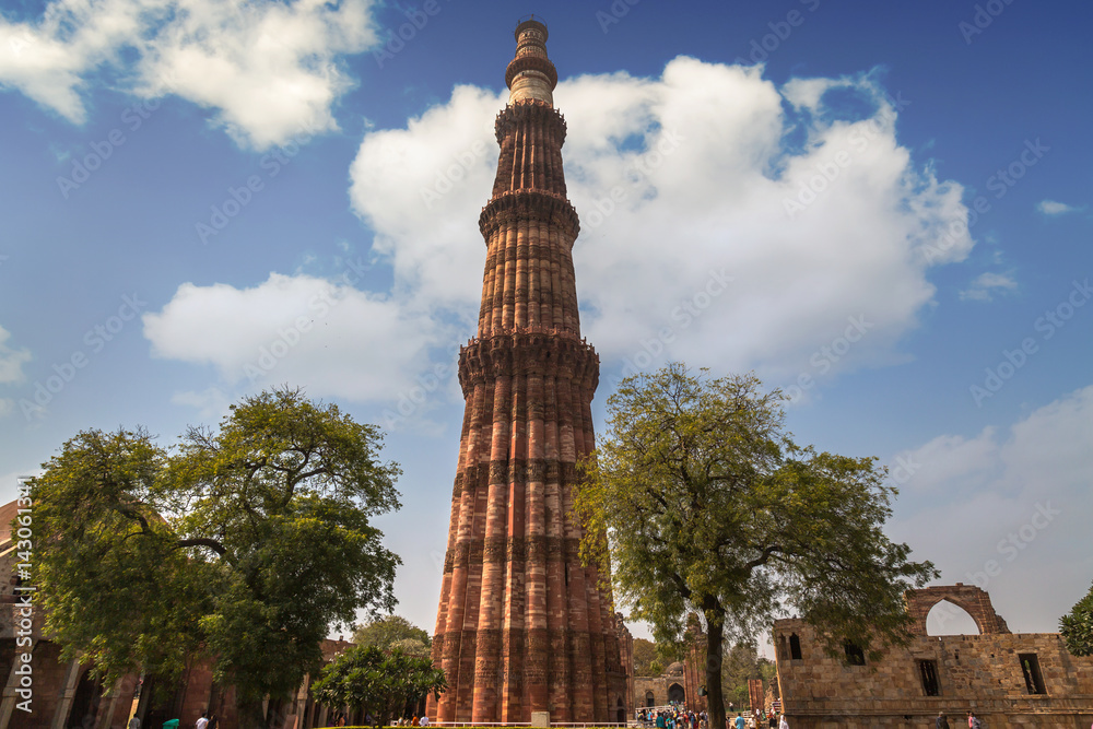 Qutub Minar is a historical red sandstone tall tapering tower in Delhi ...