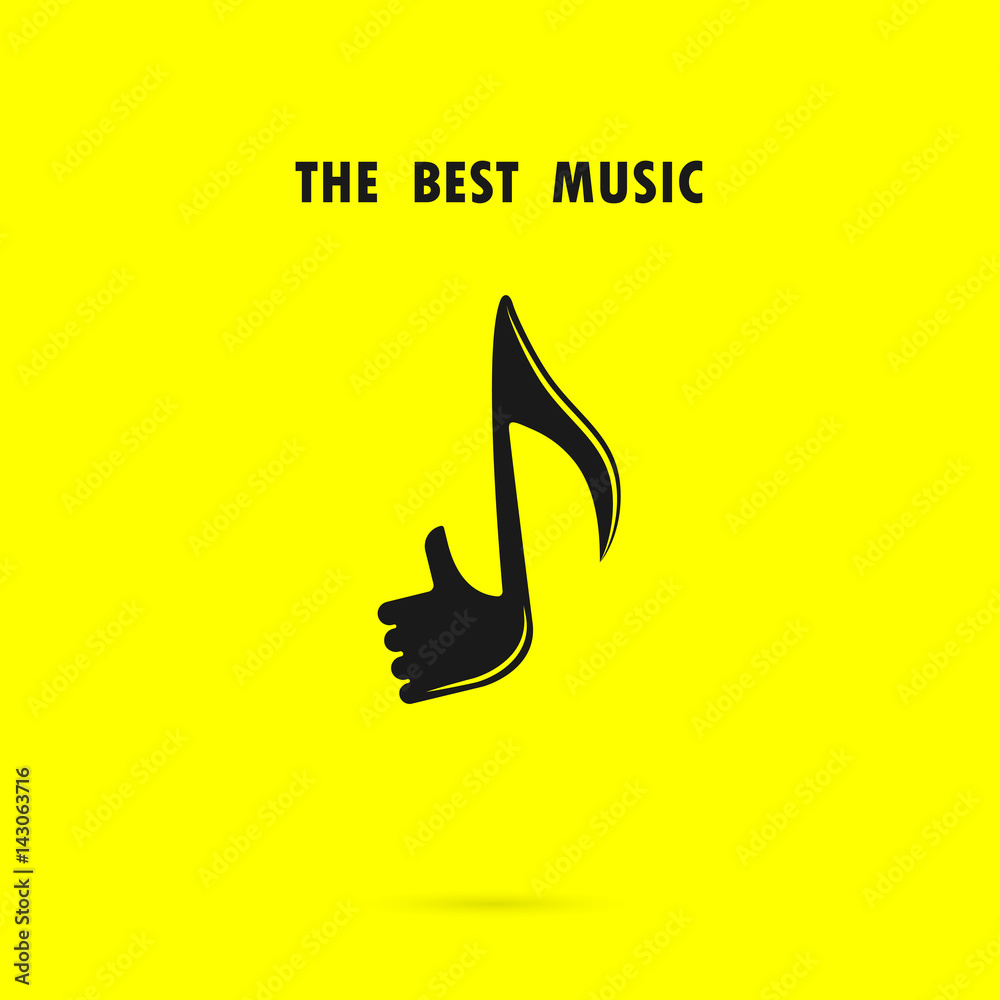 Human hand icon with Musical note vector logo design template.The best ...