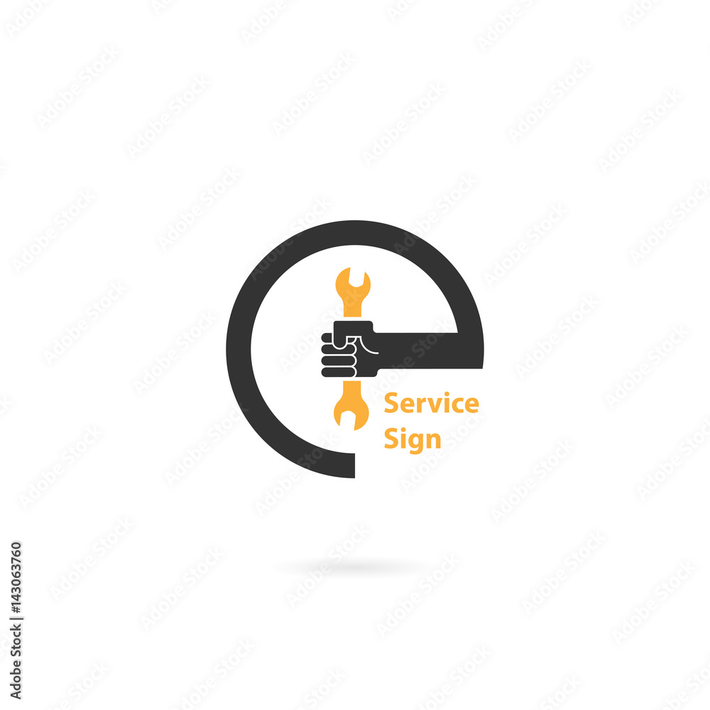 Human Hand icon and wrench vector logo design template. Service tool ...
