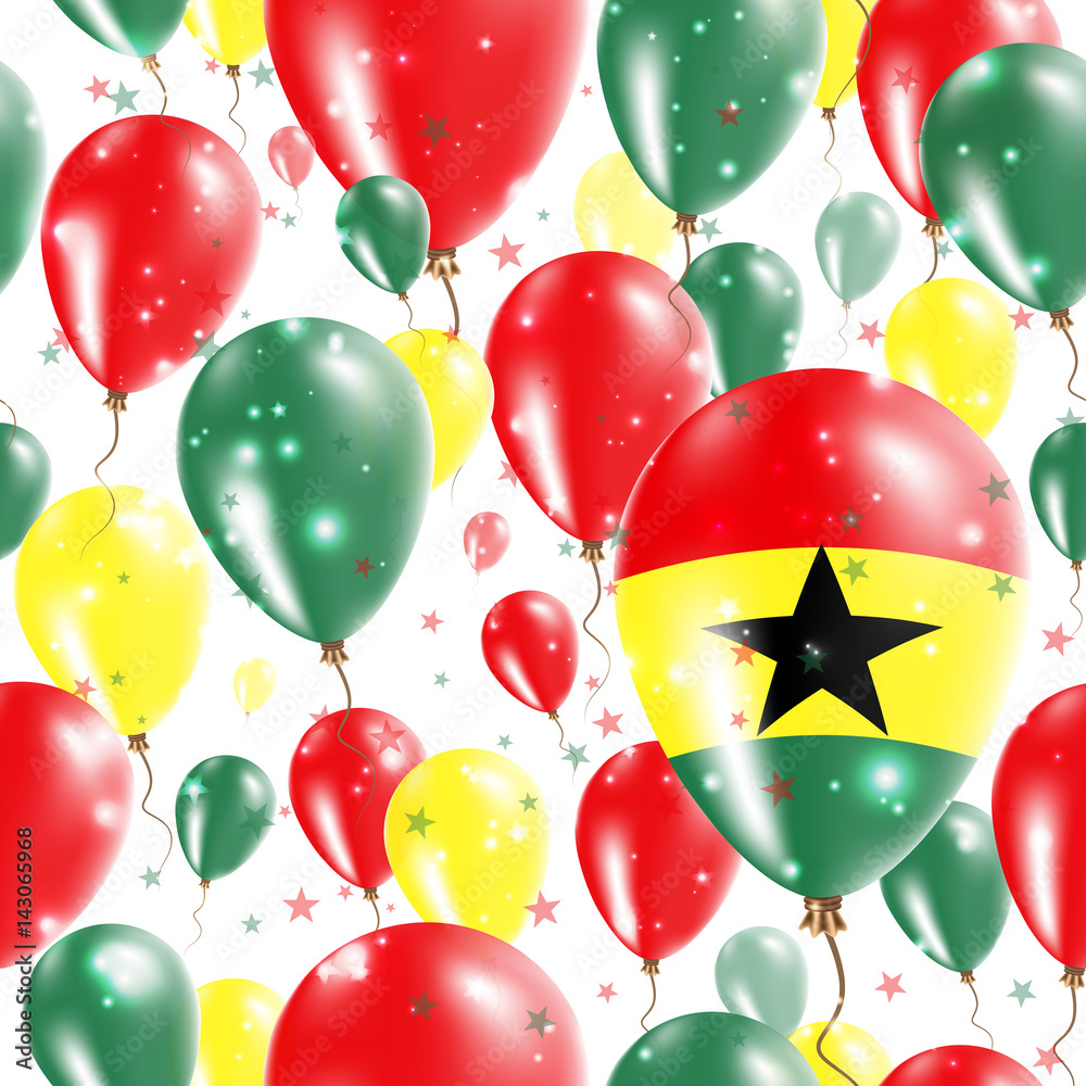 Ghana Independence Day Seamless Pattern. Flying Rubber Balloons in ...