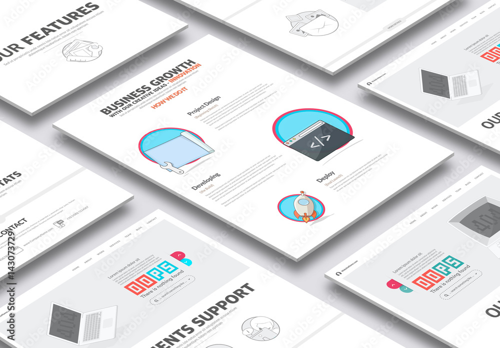 Illustrated Business and Development Website Layout 2 Stock Template ...