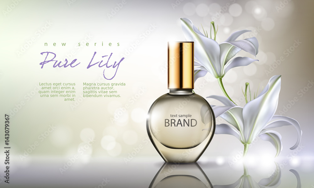 Vector illustration of a realistic style perfume in a glass bottle on a ...