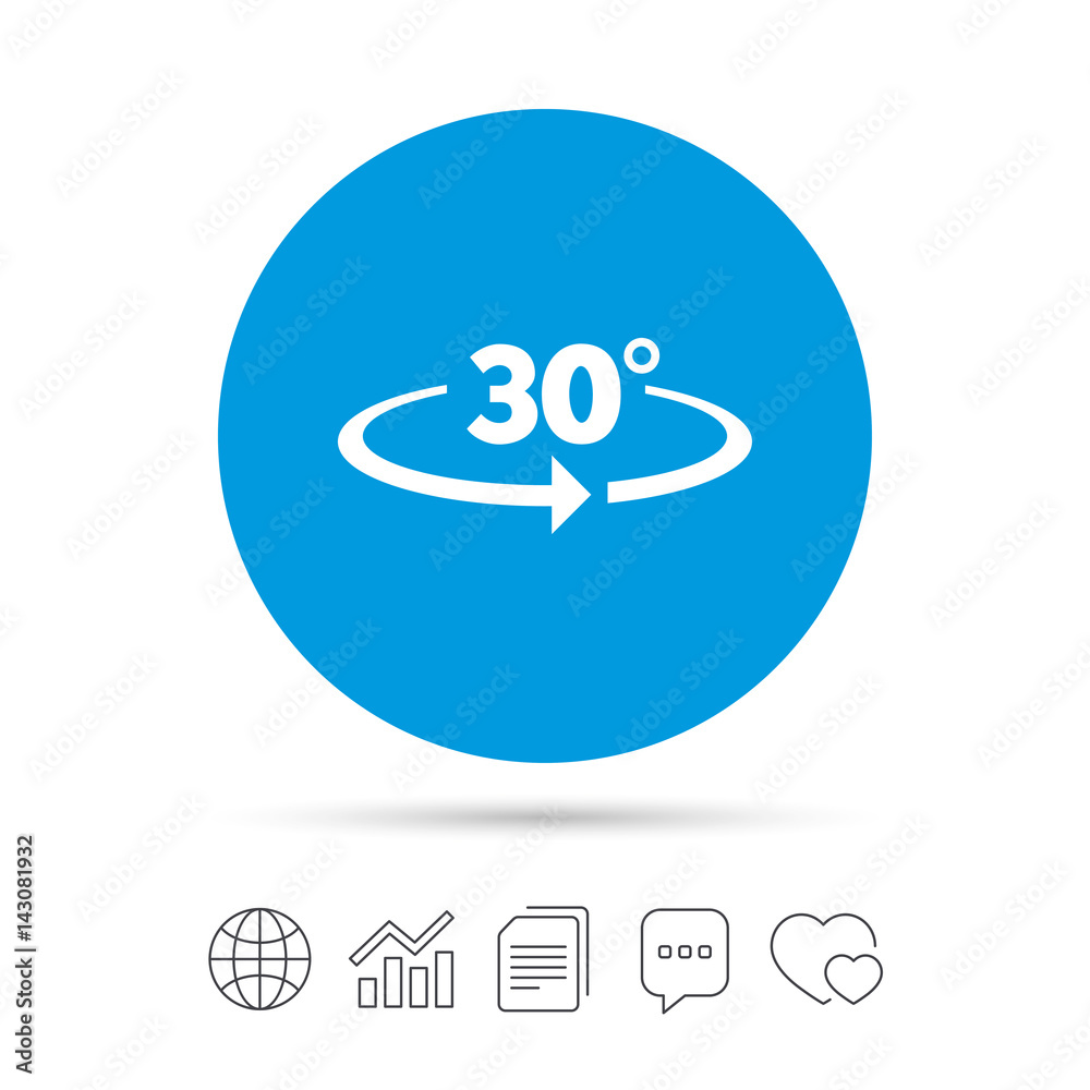 Angle 30 degrees sign icon. Geometry math symbol. Stock Vector | Adobe ...