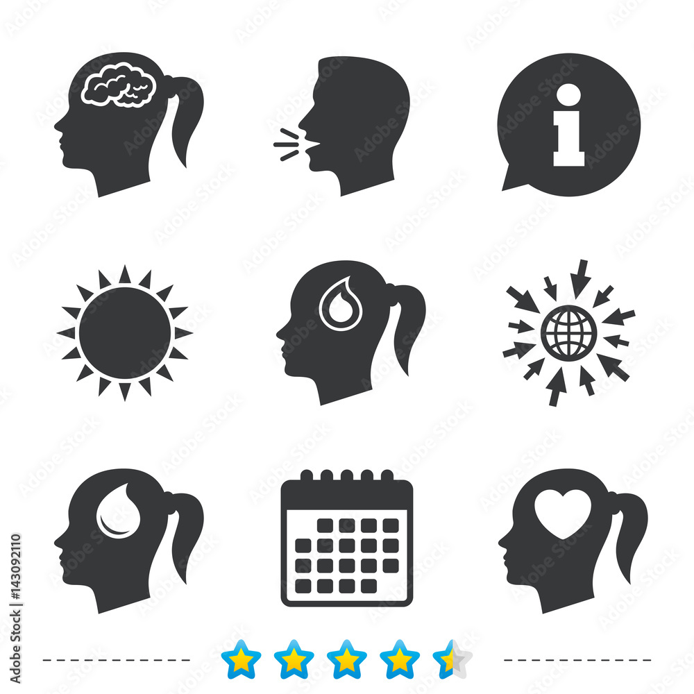 Head with brain icon.Female woman symbols. Stock Vector | Adobe Stock